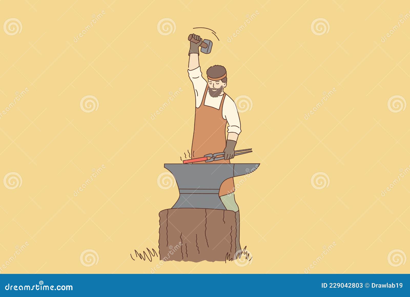 Work and Tools of Blacksmith Concept Stock Vector - Illustration of ...