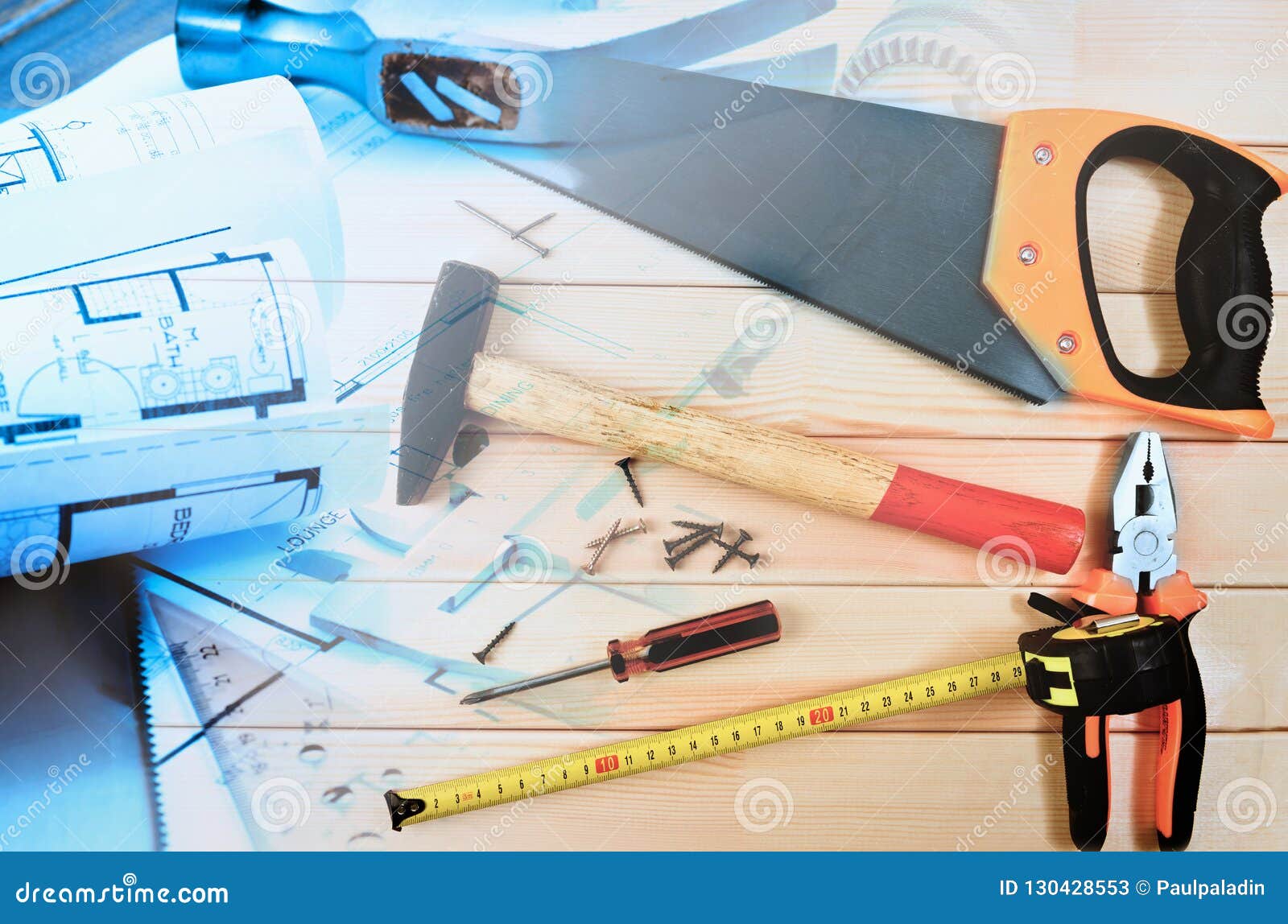 Work tools and blueprints stock image. Image of built - 130428553