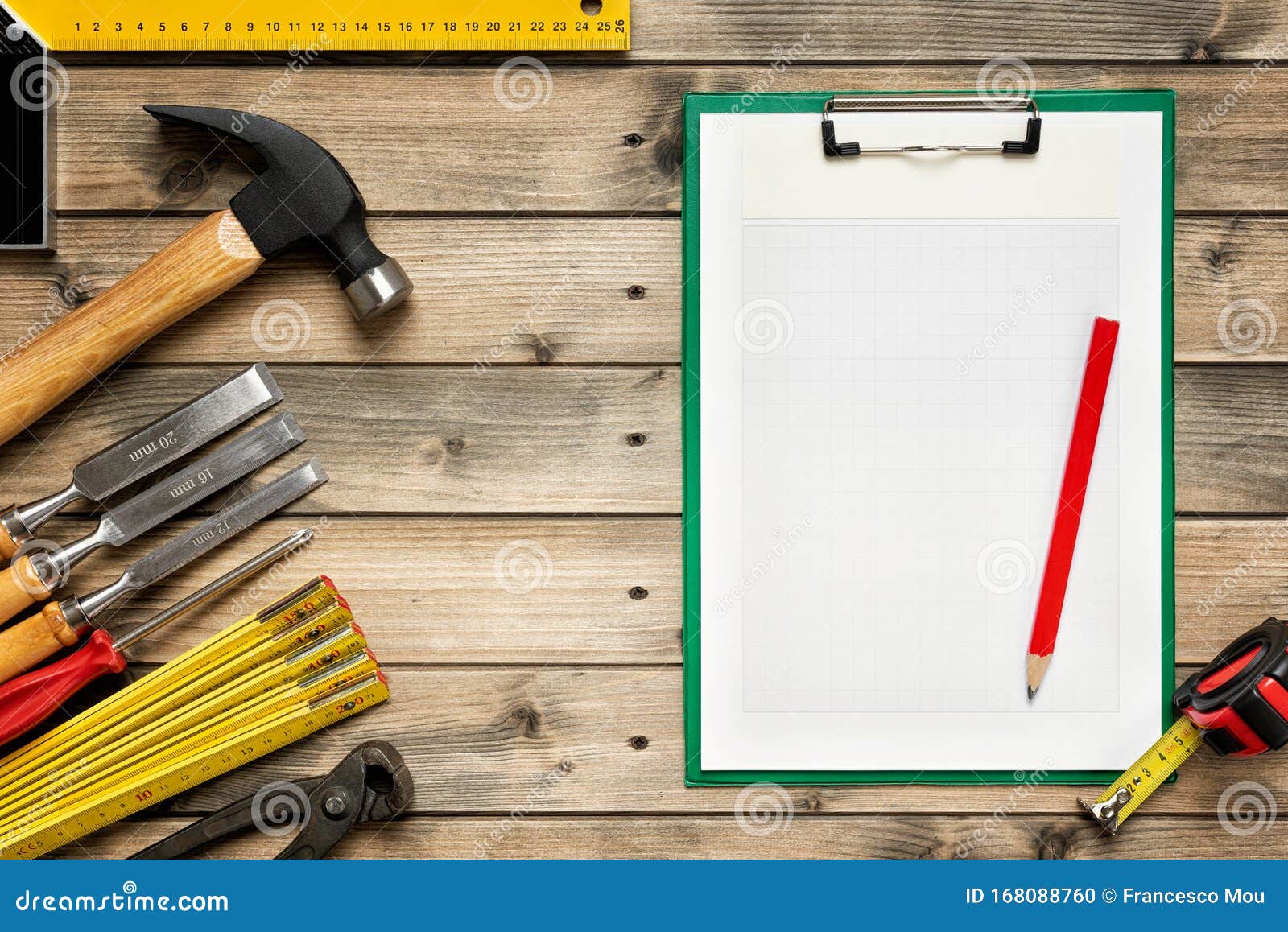 Work Tools for Carpenter and Notepads. Carpentry Stock Photo - Image of ...