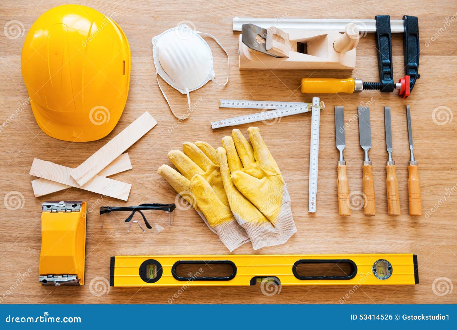 Work tools for carpenter. stock photo. Image of chisel - 53414526