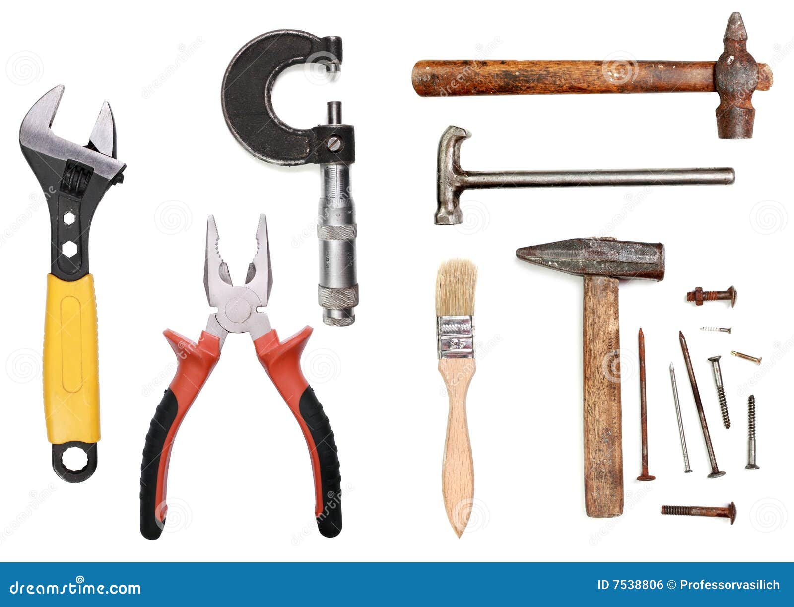 Work tools collection stock photo. Image of shot, screws - 7538806