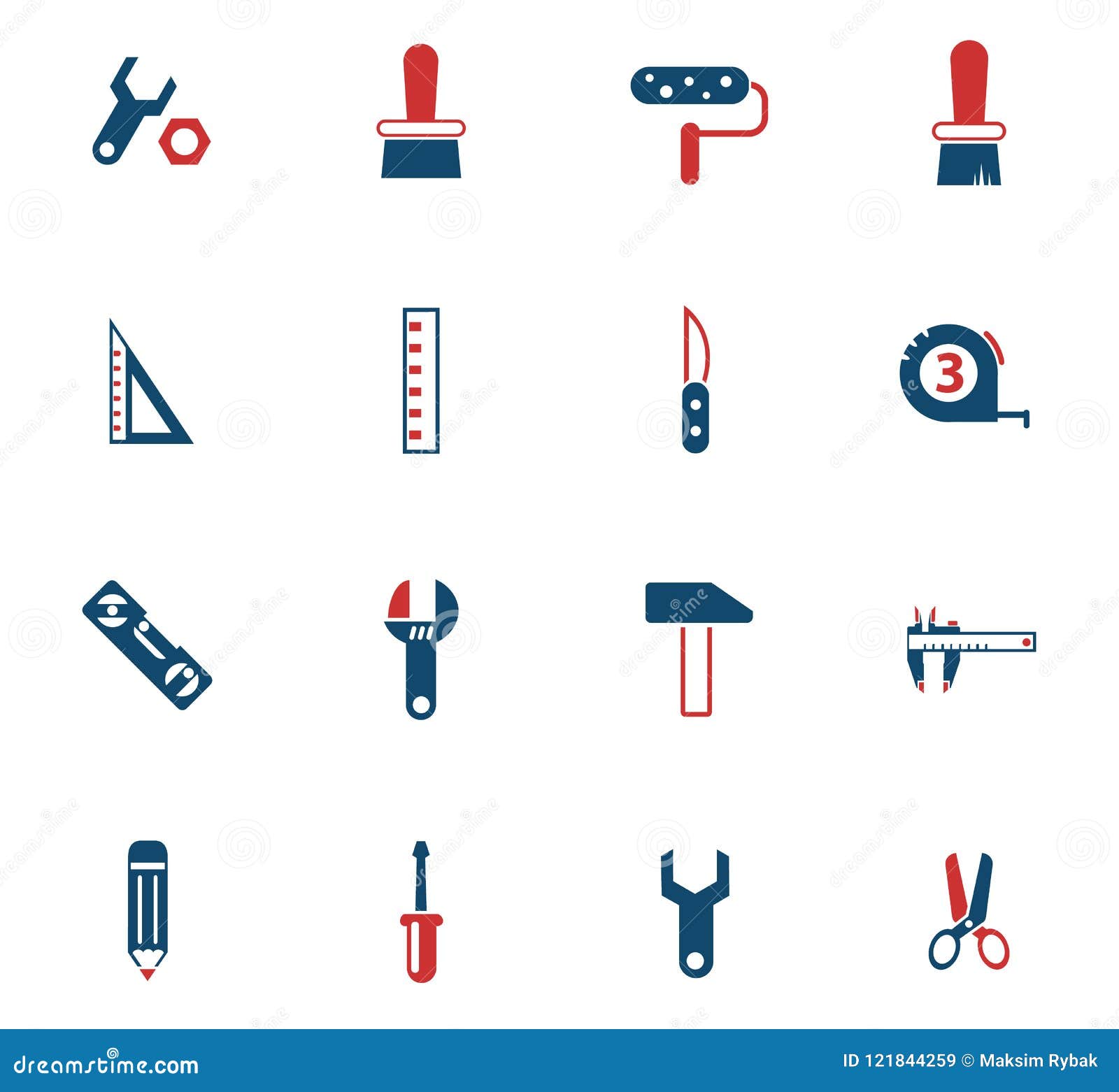 Work tools color icon set stock vector. Illustration of brush - 121844259
