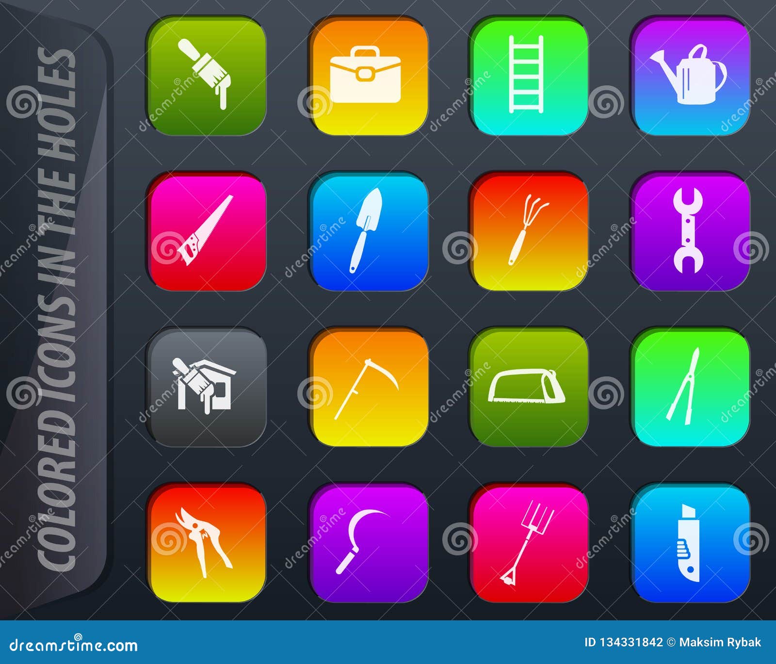 Work tools icons set stock vector. Illustration of pickaxe - 134331842