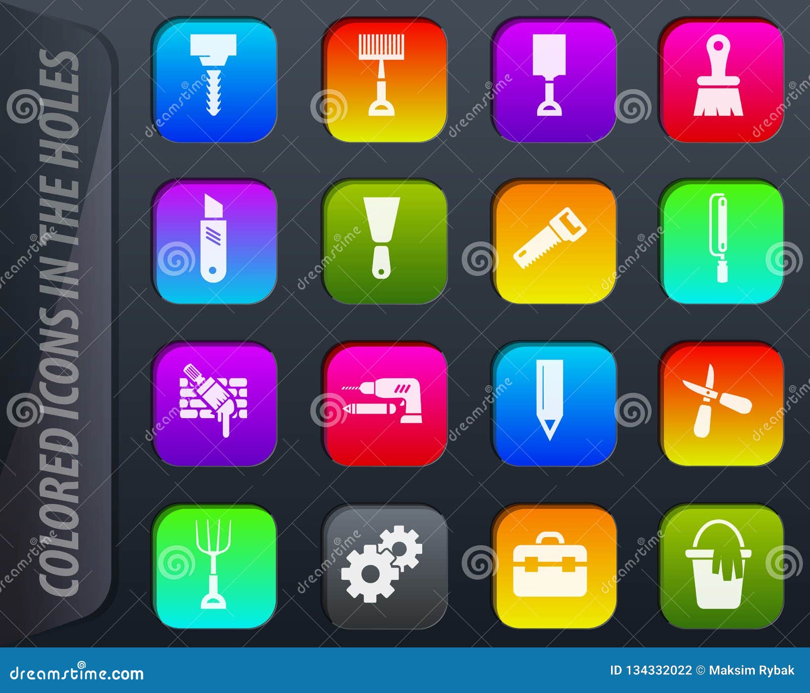 Work tools icons set stock illustration. Illustration of hammer - 134332022