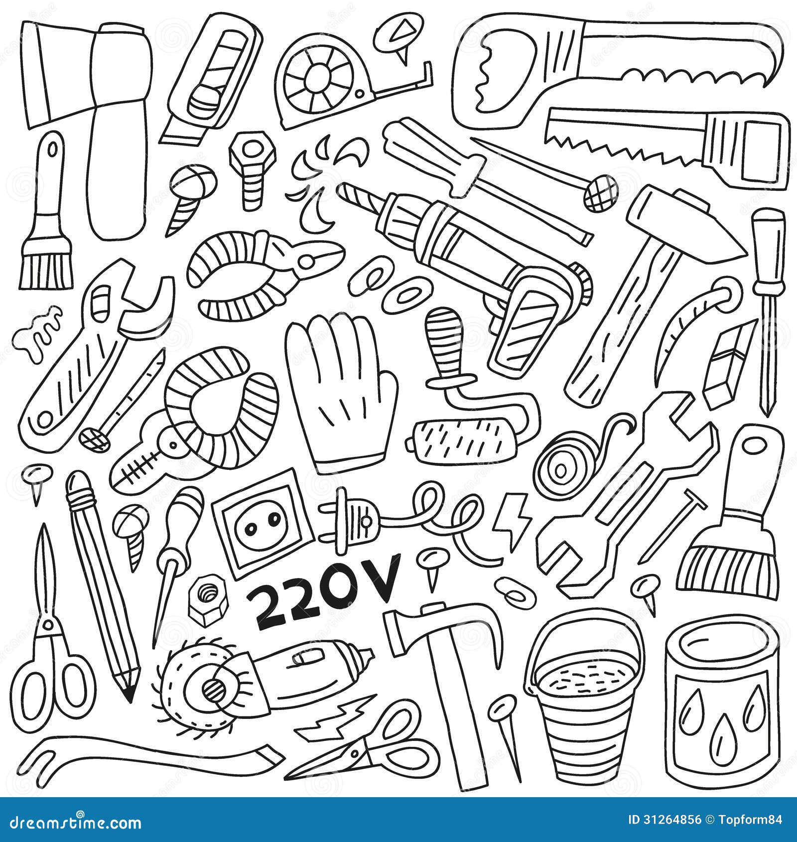 Work tools - doodles stock illustration. Illustration of backgrounds ...