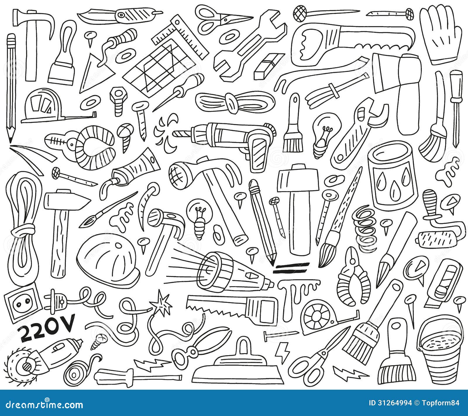 Work tools - doodles stock illustration. Illustration of shape - 31264994