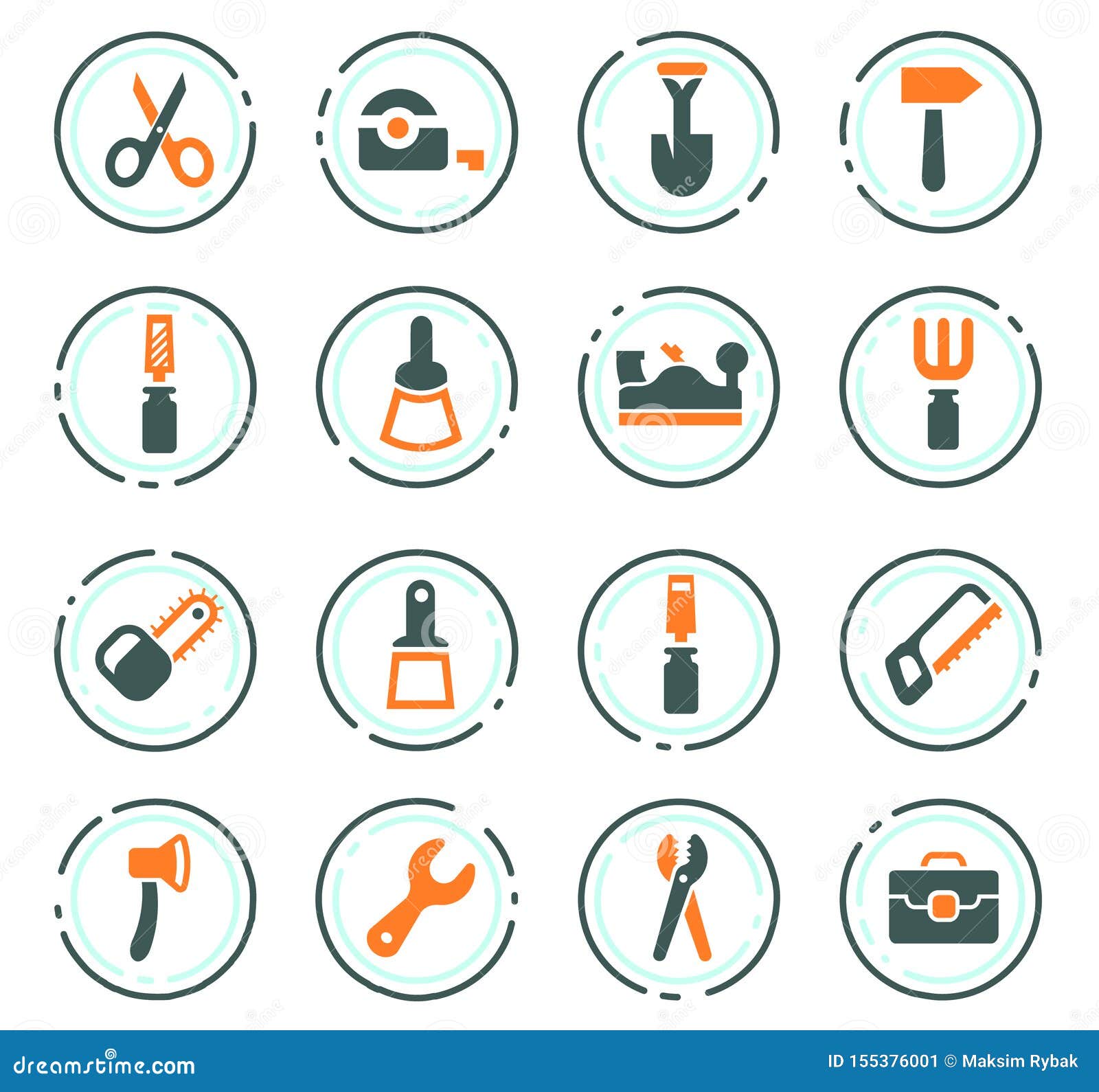 Work tools icons set stock vector. Illustration of briefcase - 155376001