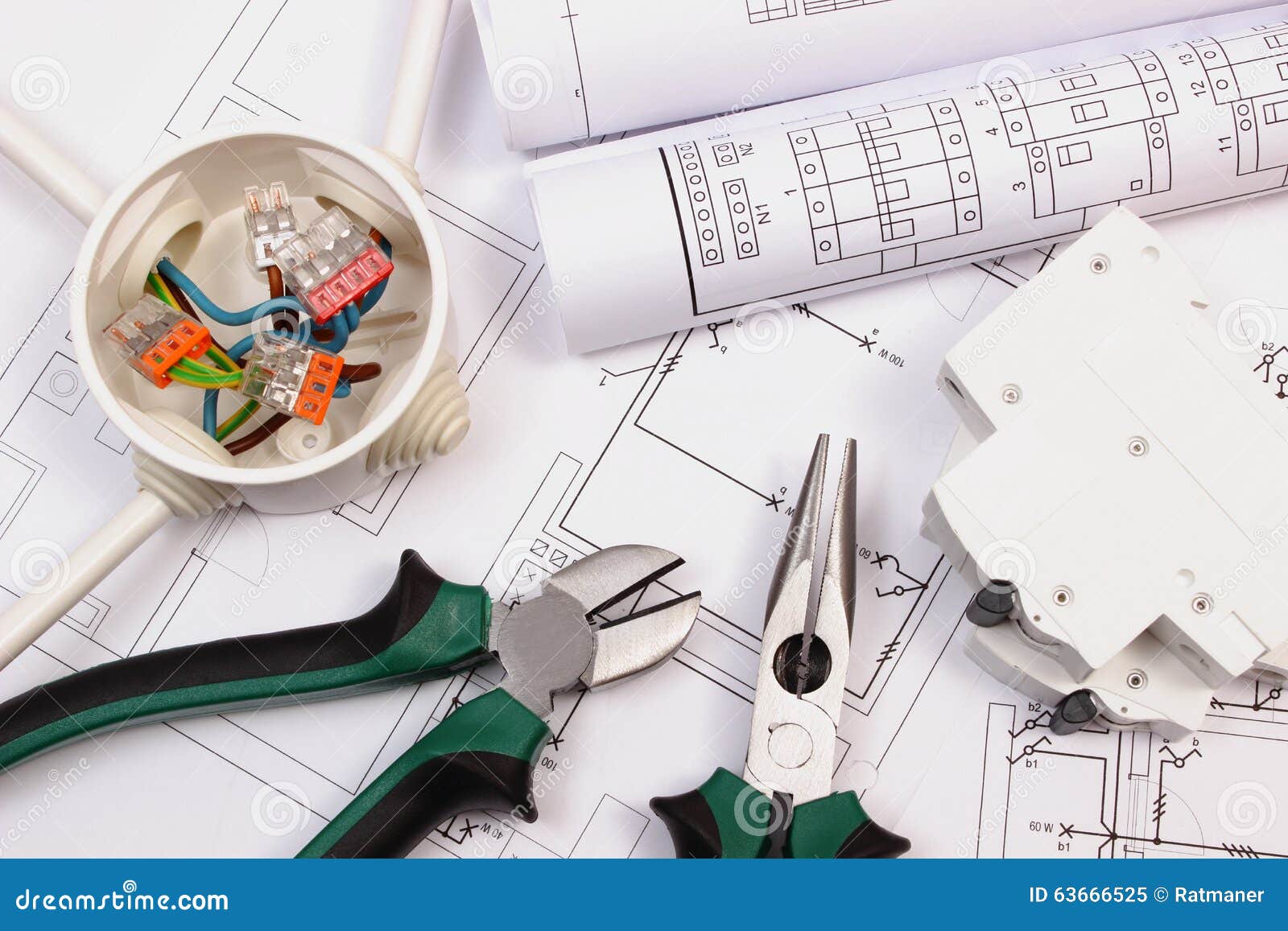 Work Tools, Electrical Box and Fuse, Electrical Construction Drawing ...