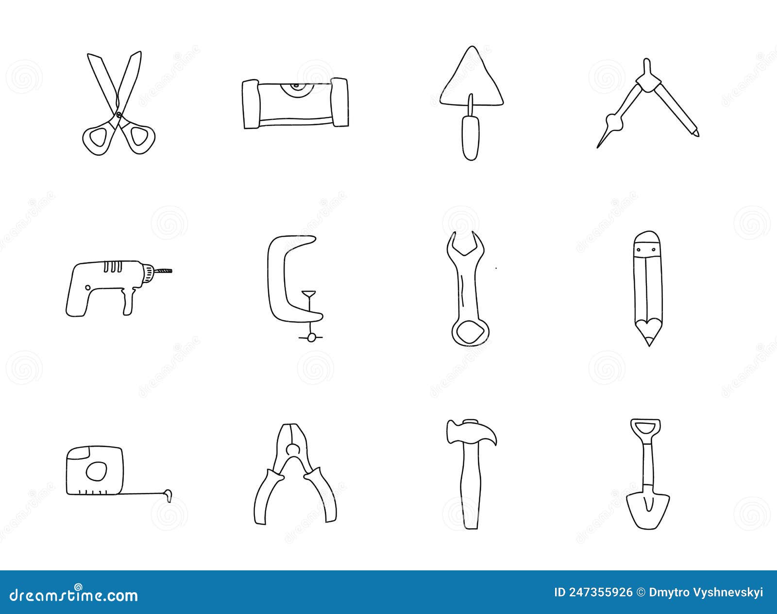 Work Tools Hand Drawn Linear Vector Icons Stock Vector - Illustration ... Work Tools Hand Drawn Linear Vector Icons Stock Vector - Illustration ...
