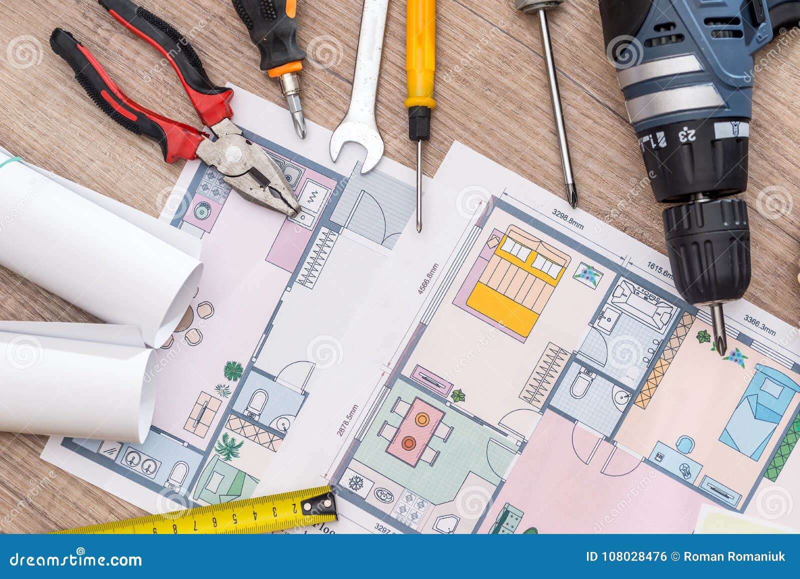 Work Tools and House Project. Stock Photo - Image of architectural ...