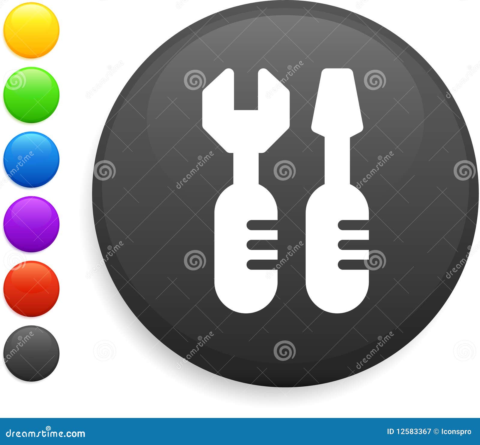 Work Tools Icon on Round Internet Button Stock Illustration ...