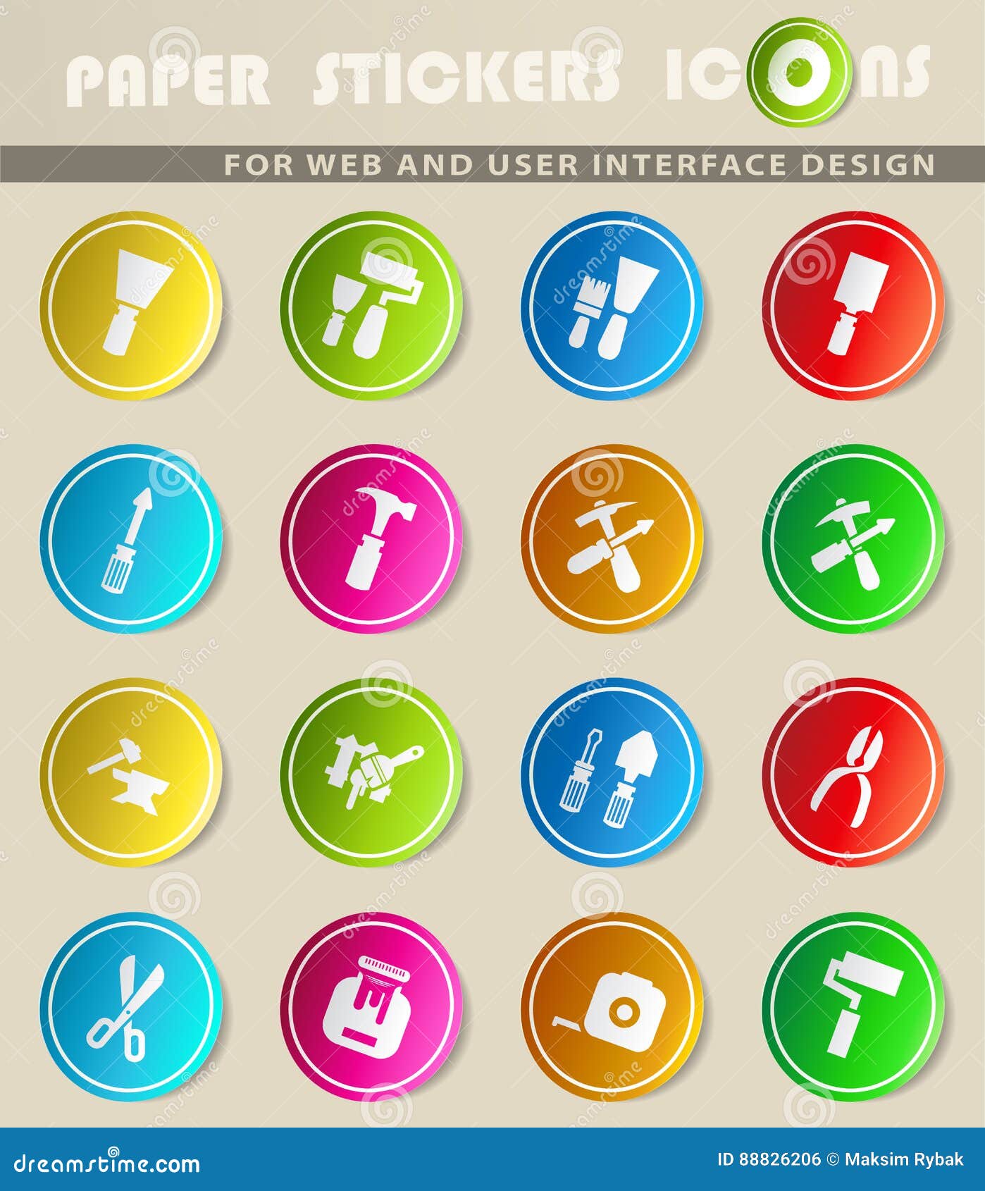 Work tools icon set stock illustration. Illustration of scissors - 88826206