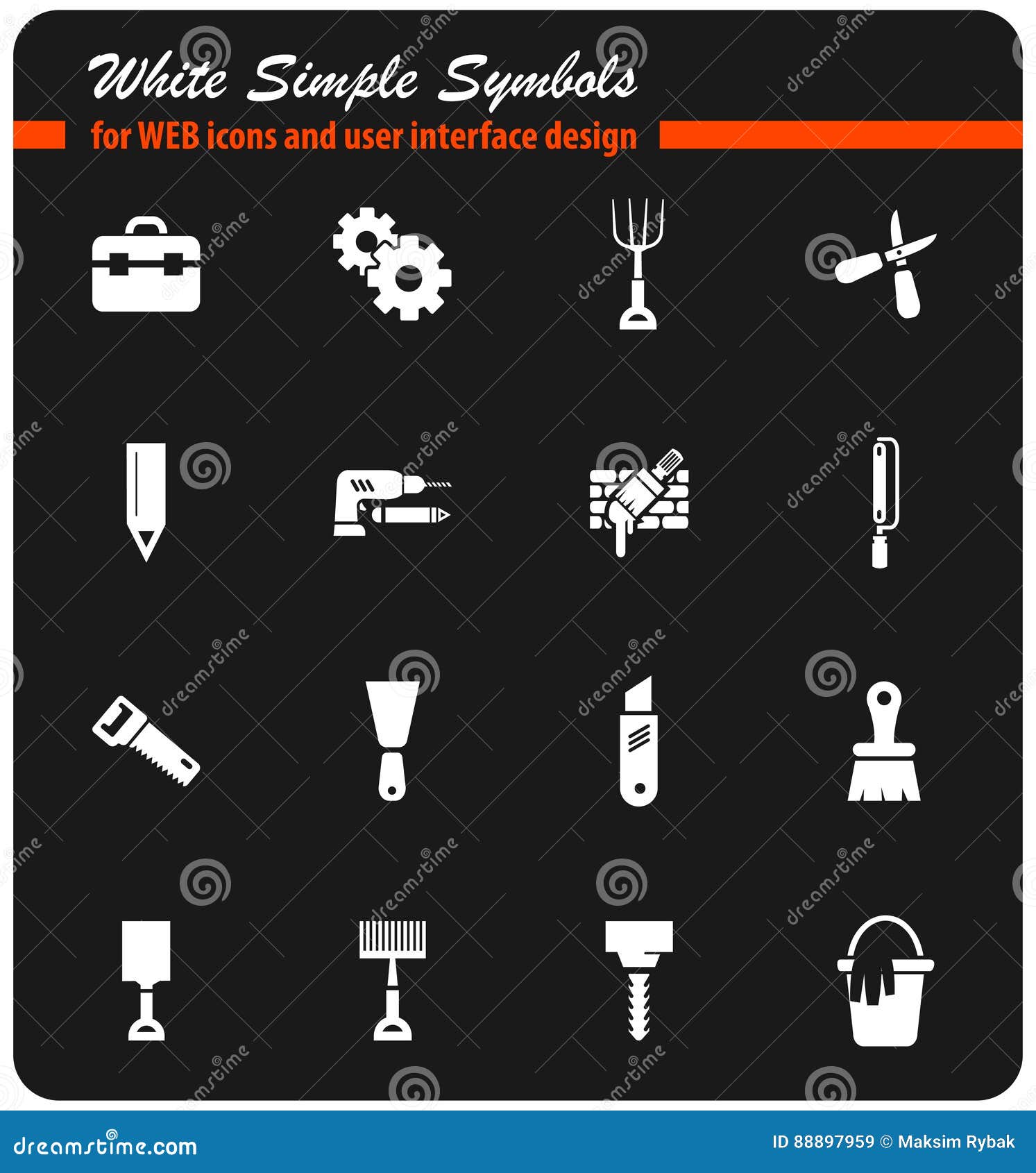 Work tools icon set stock illustration. Illustration of tools - 88897959