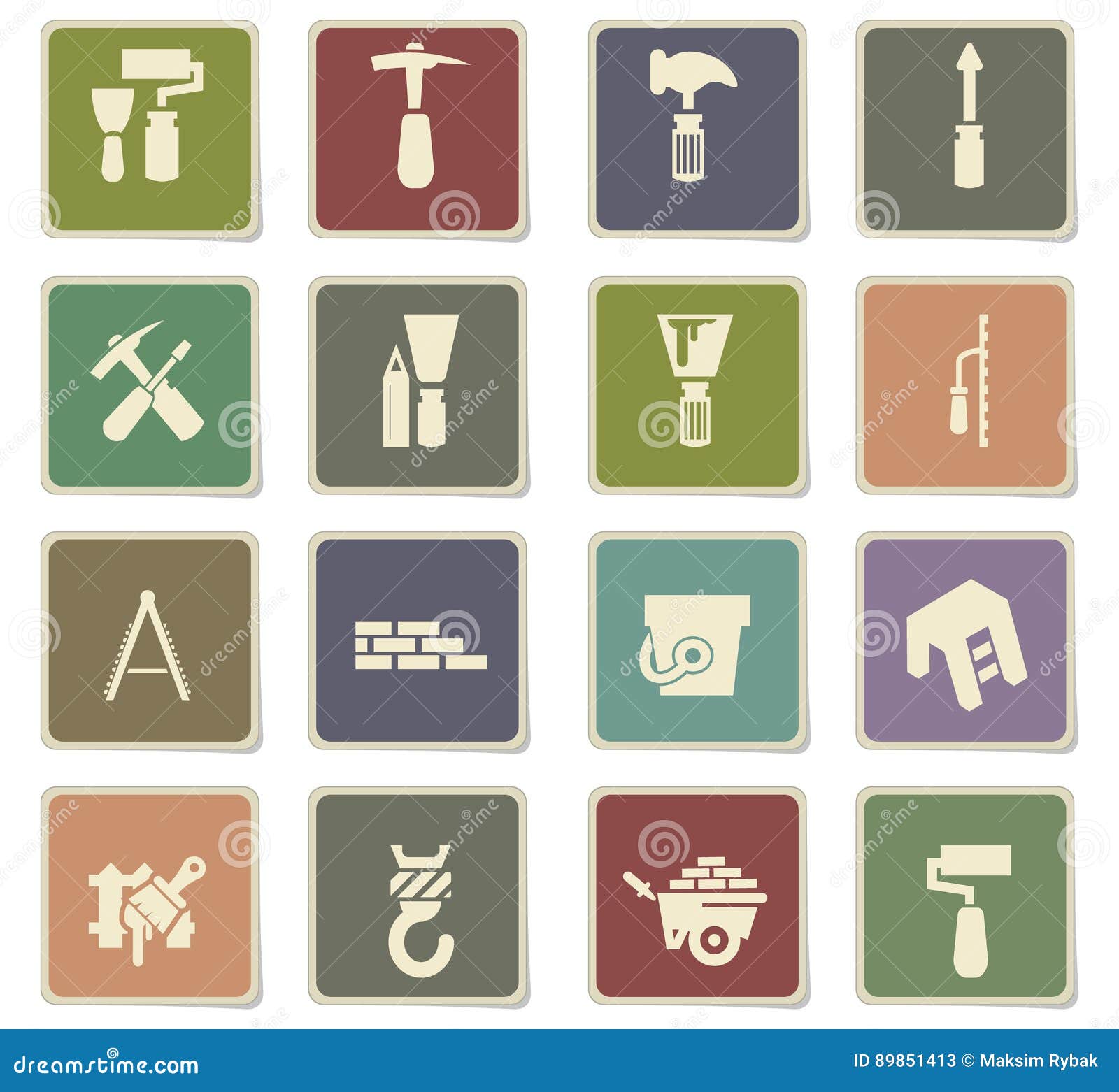 Work tools icon set stock illustration. Illustration of brush - 89851413