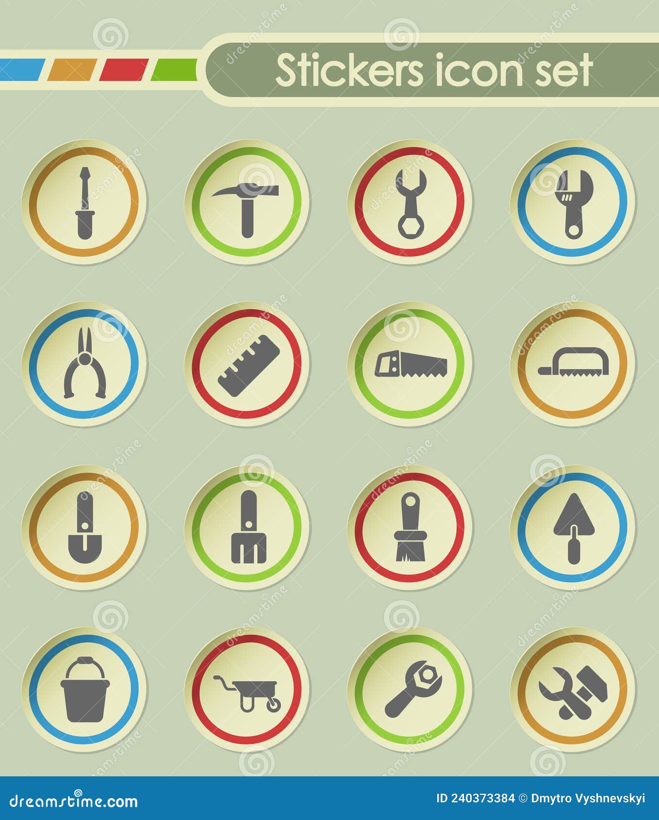 Work tools icon set stock vector. Illustration of symbol - 240373384