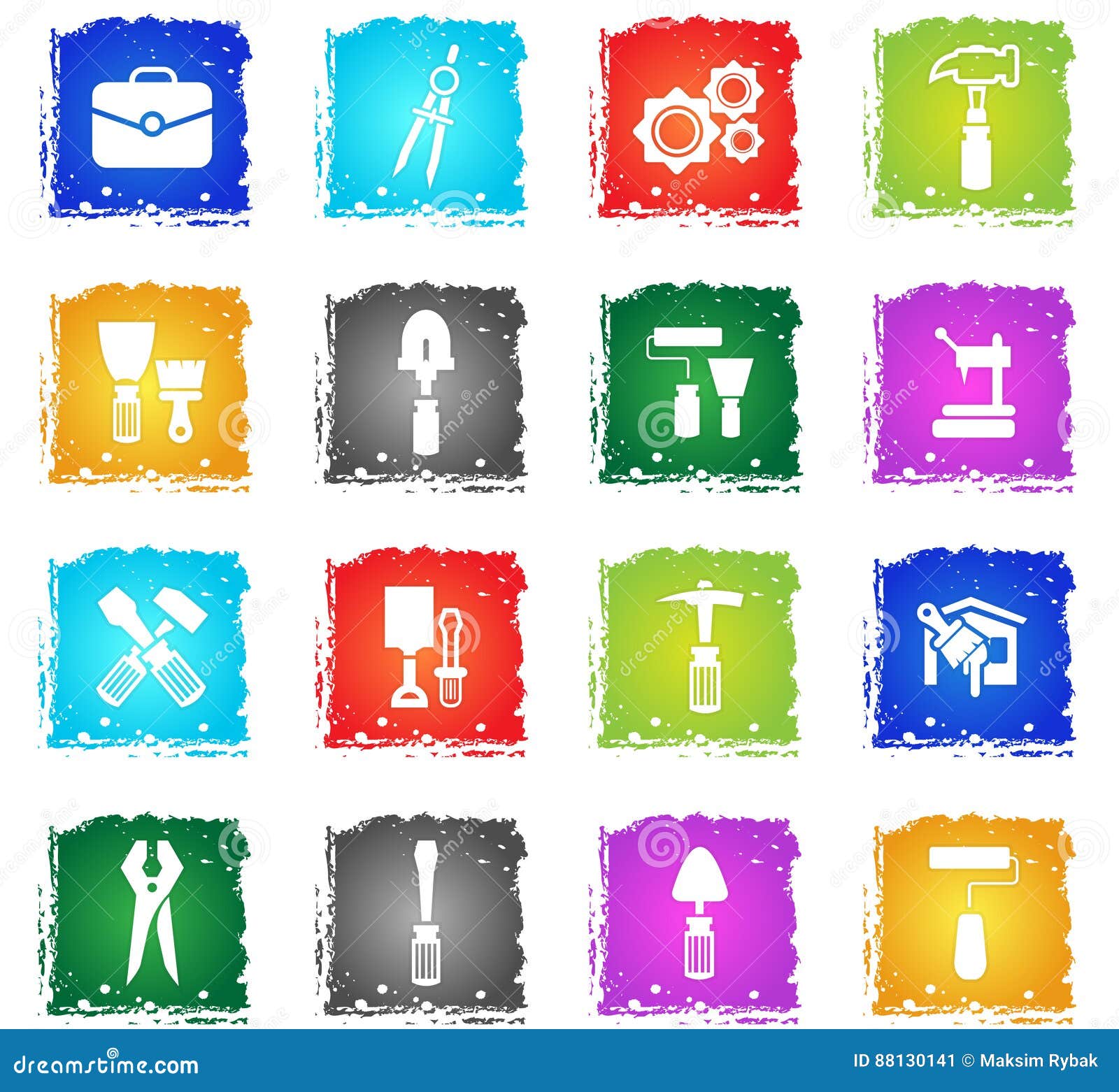 Work tools icon set stock vector. Illustration of gardening - 88130141