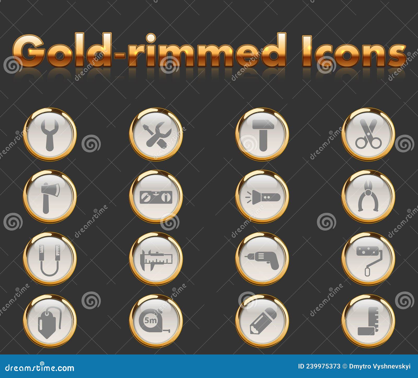 Work tools icon set stock vector. Illustration of hammer - 239975373