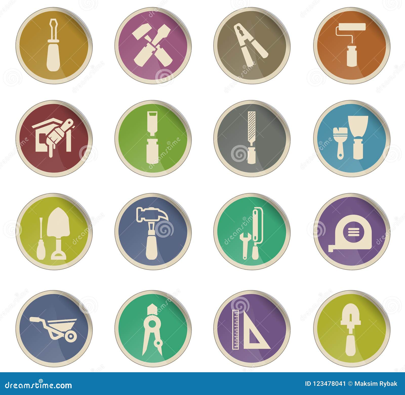 Work tools icon set stock vector. Illustration of work - 123478041