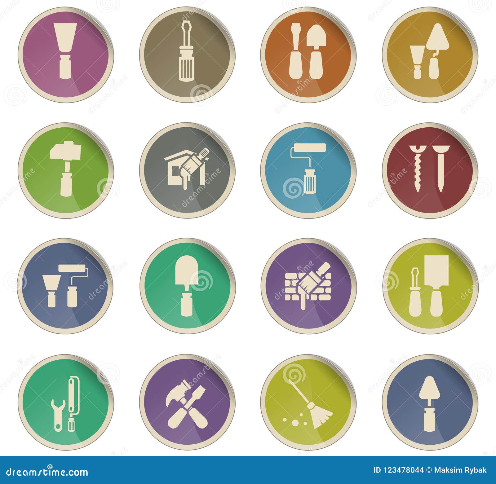 Work tools icon set stock vector. Illustration of anvil - 123478044
