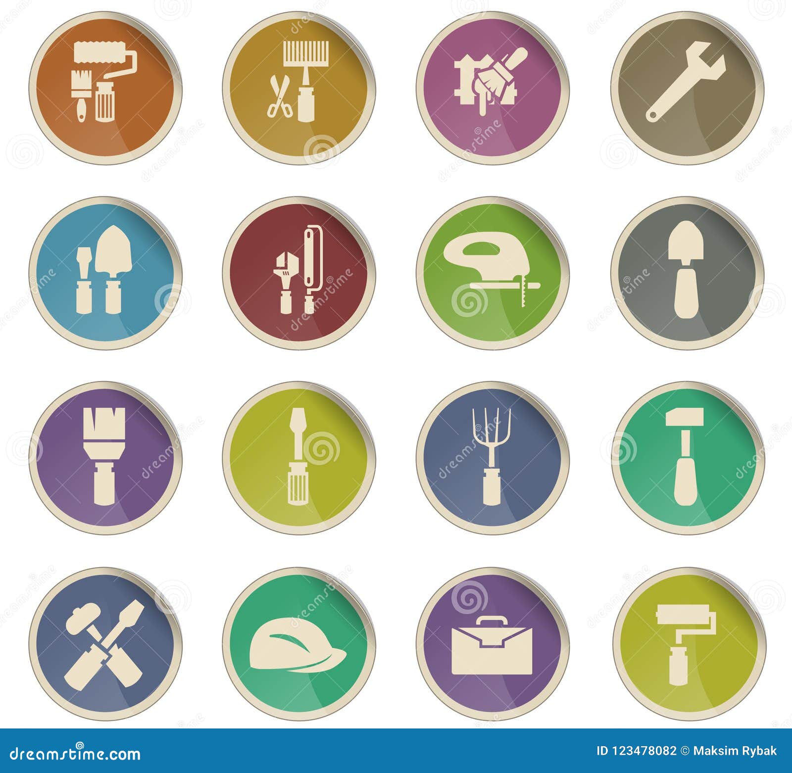 Work tools icon set stock vector. Illustration of pick - 123478082