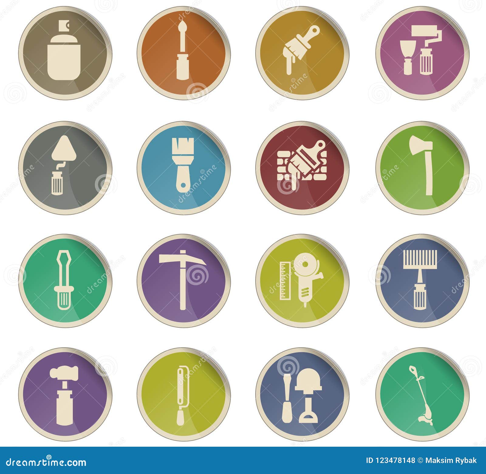 Work tools icon set stock vector. Illustration of work - 123478148