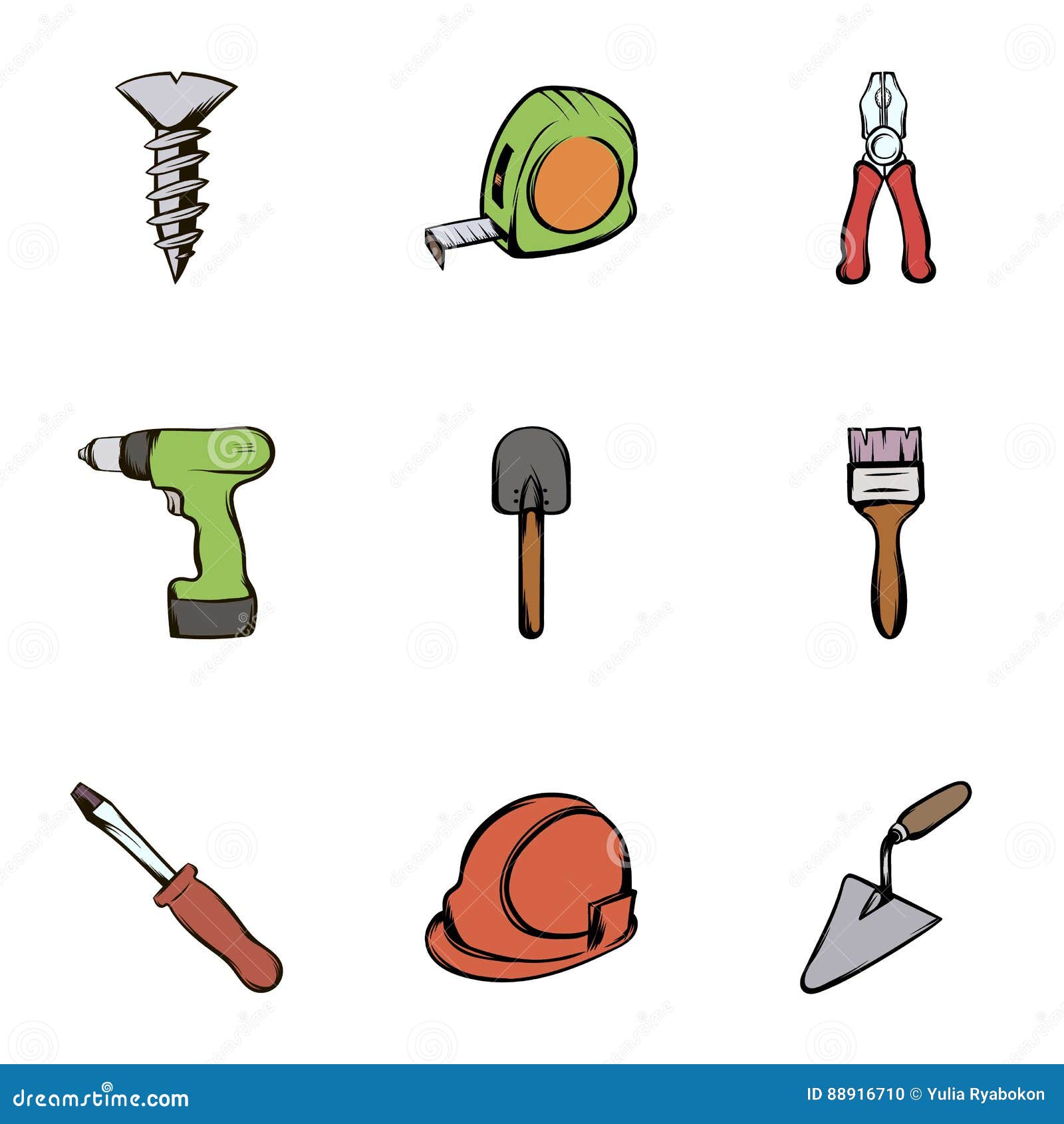 Work Tools Icons Set, Cartoon Style Stock Vector - Illustration of ...