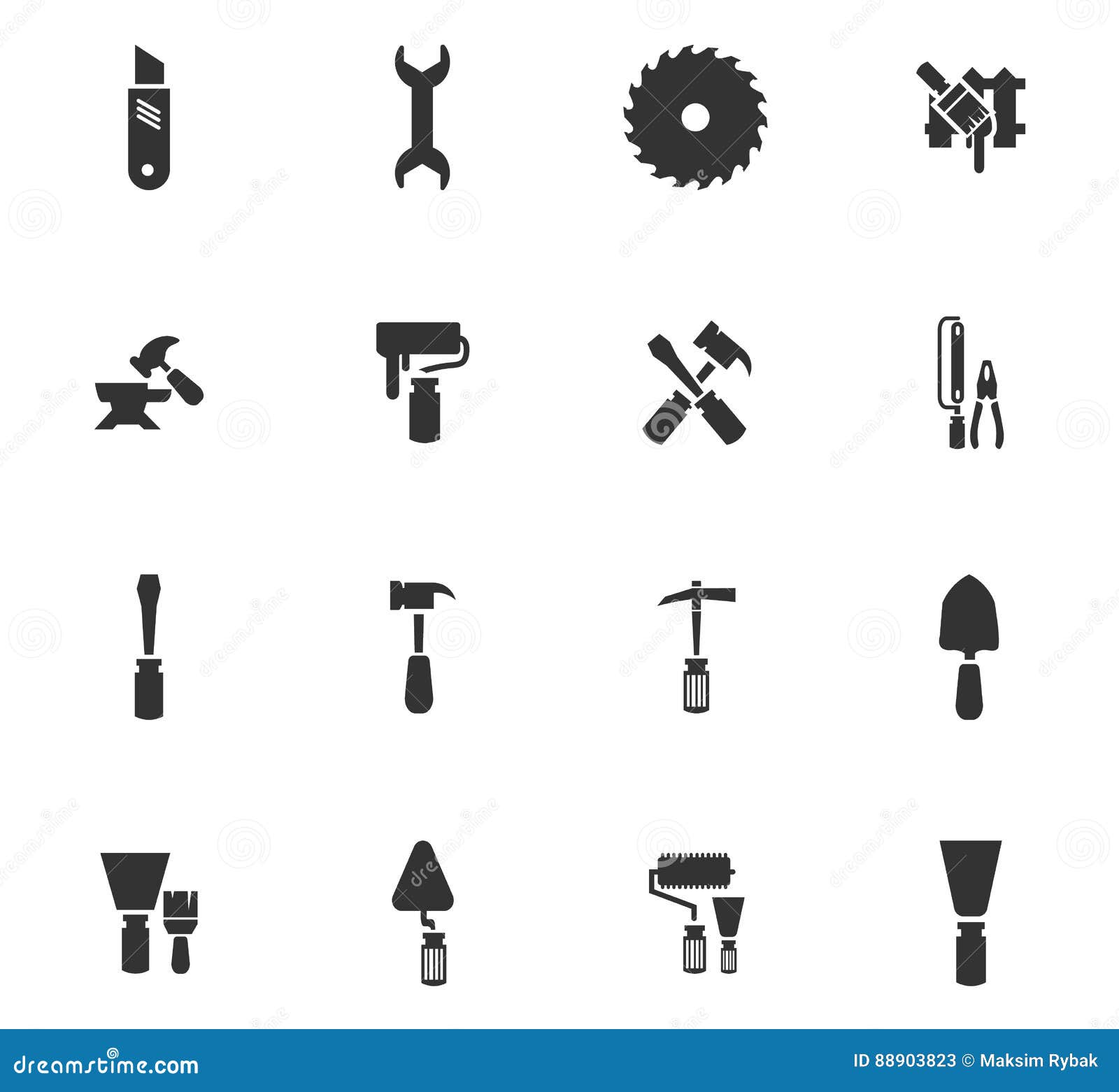 Work tools icons set stock illustration. Illustration of pick - 88903823