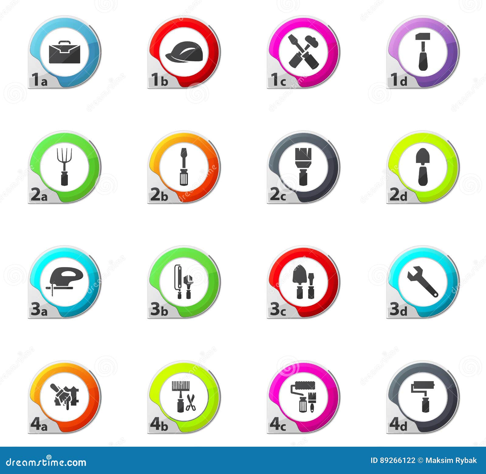 Work tools icons set stock illustration. Illustration of hammer - 89266122