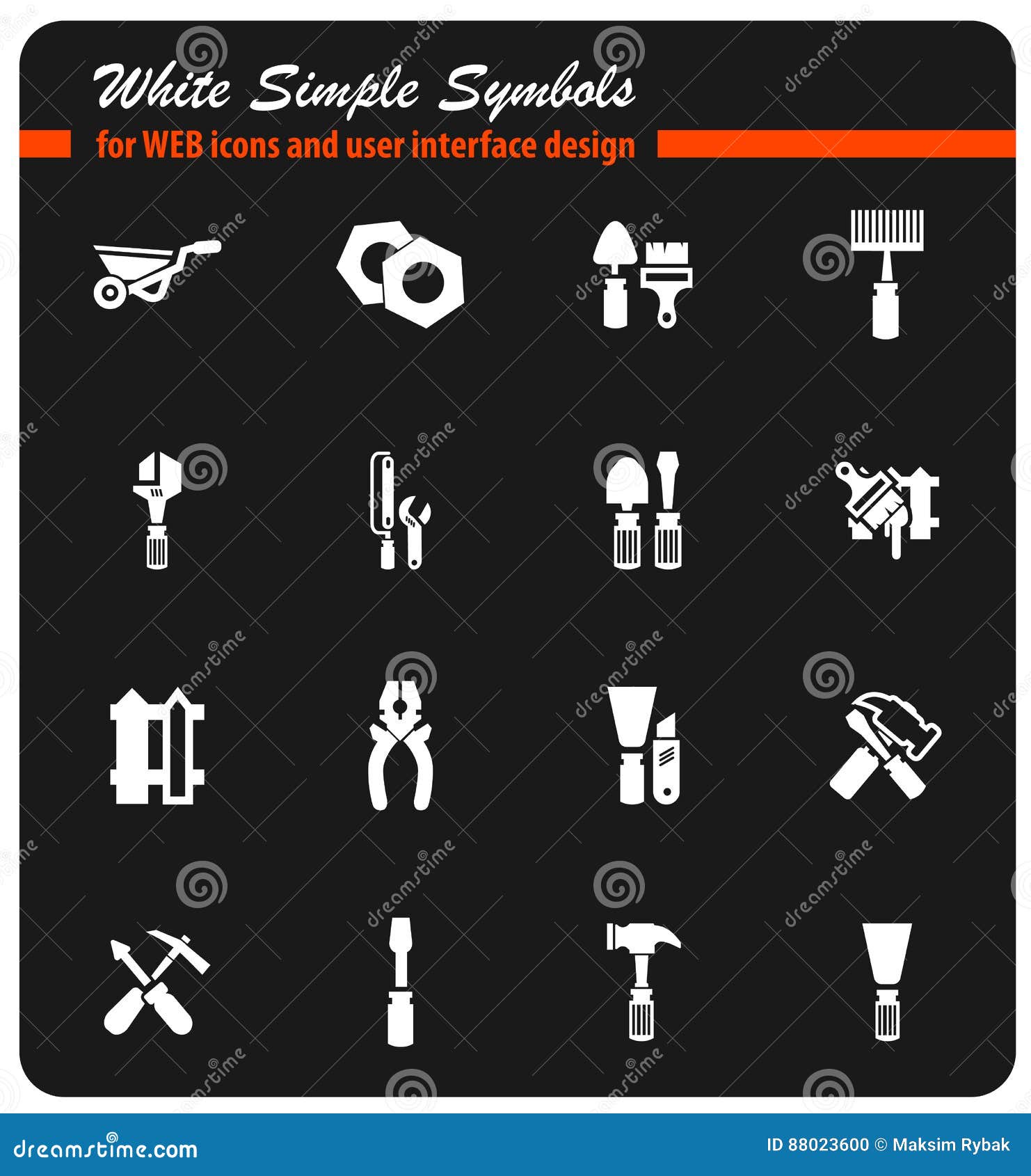 Work tools icons set stock vector. Illustration of roller - 88023600