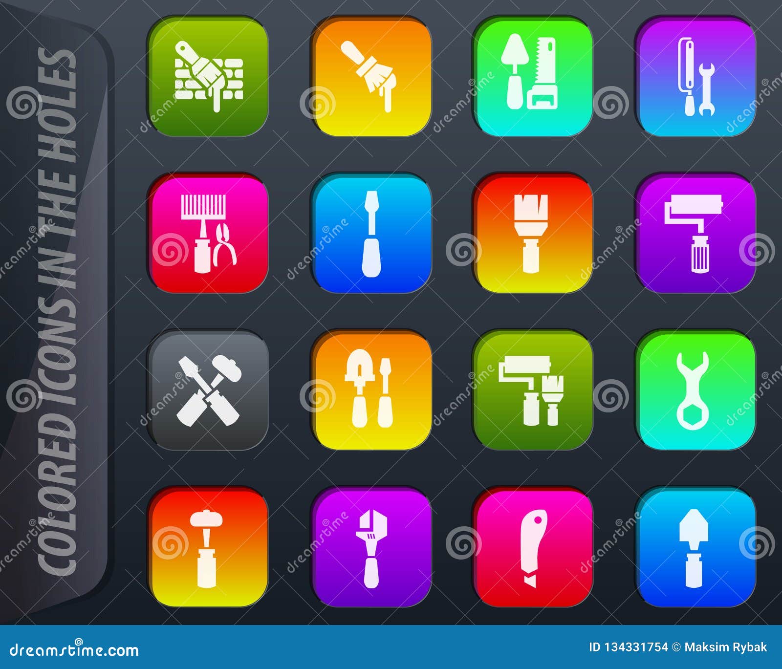 Work tools icons set stock vector. Illustration of pickaxe - 134331754