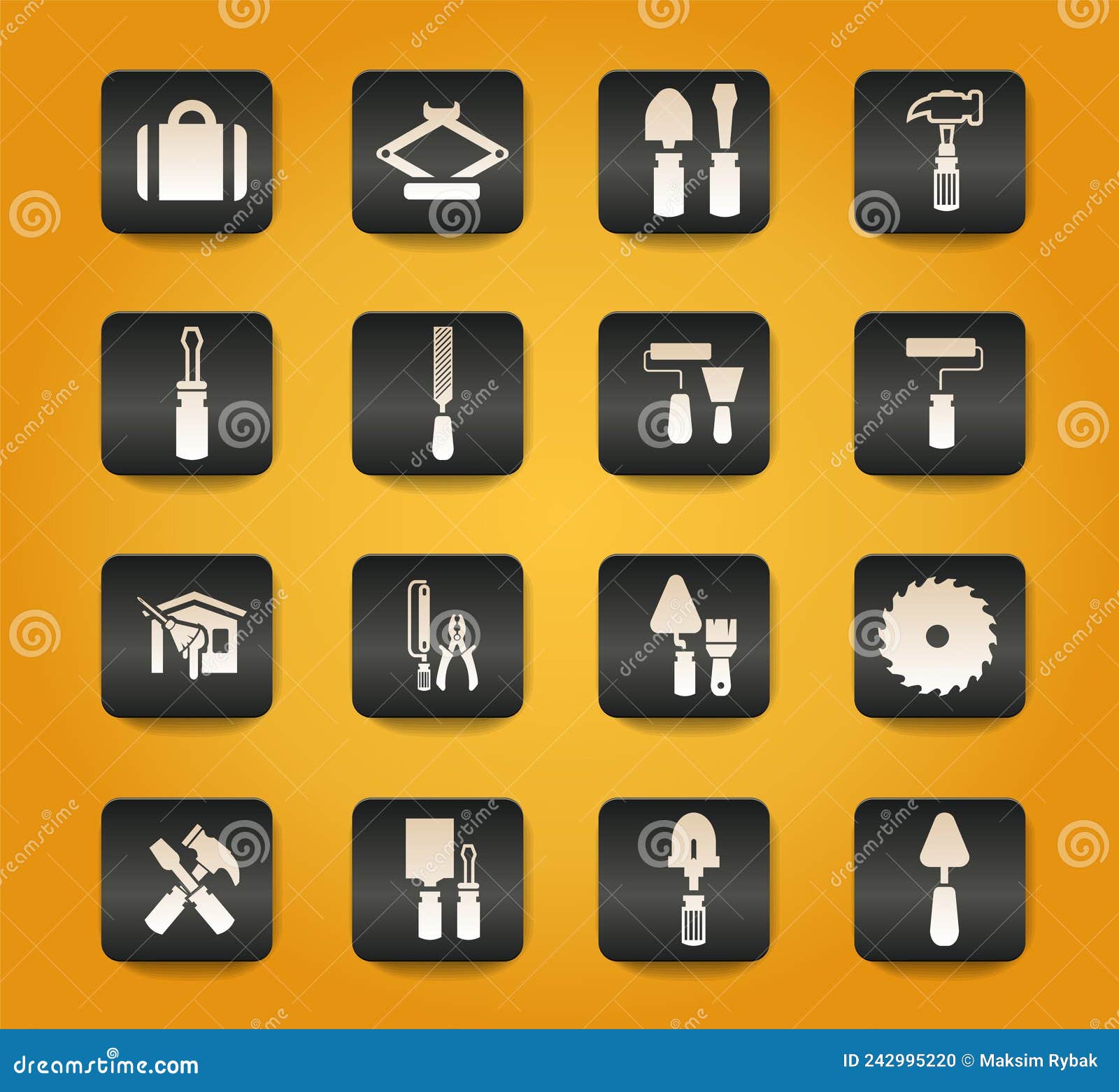 Work tools icons set stock vector. Illustration of abstract - 242995220