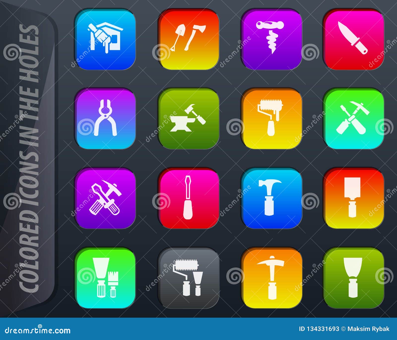 Work tools icons set stock vector. Illustration of isolated - 134331693