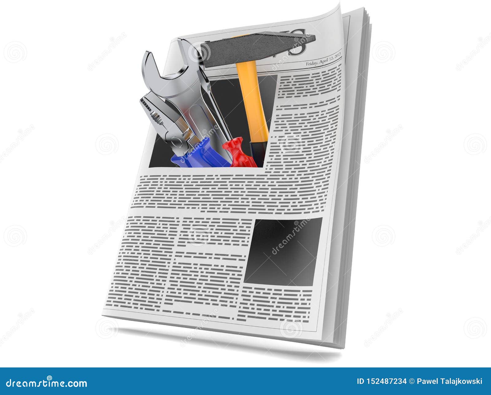Work Tools Inside Newspaper Stock Illustration - Illustration of ...