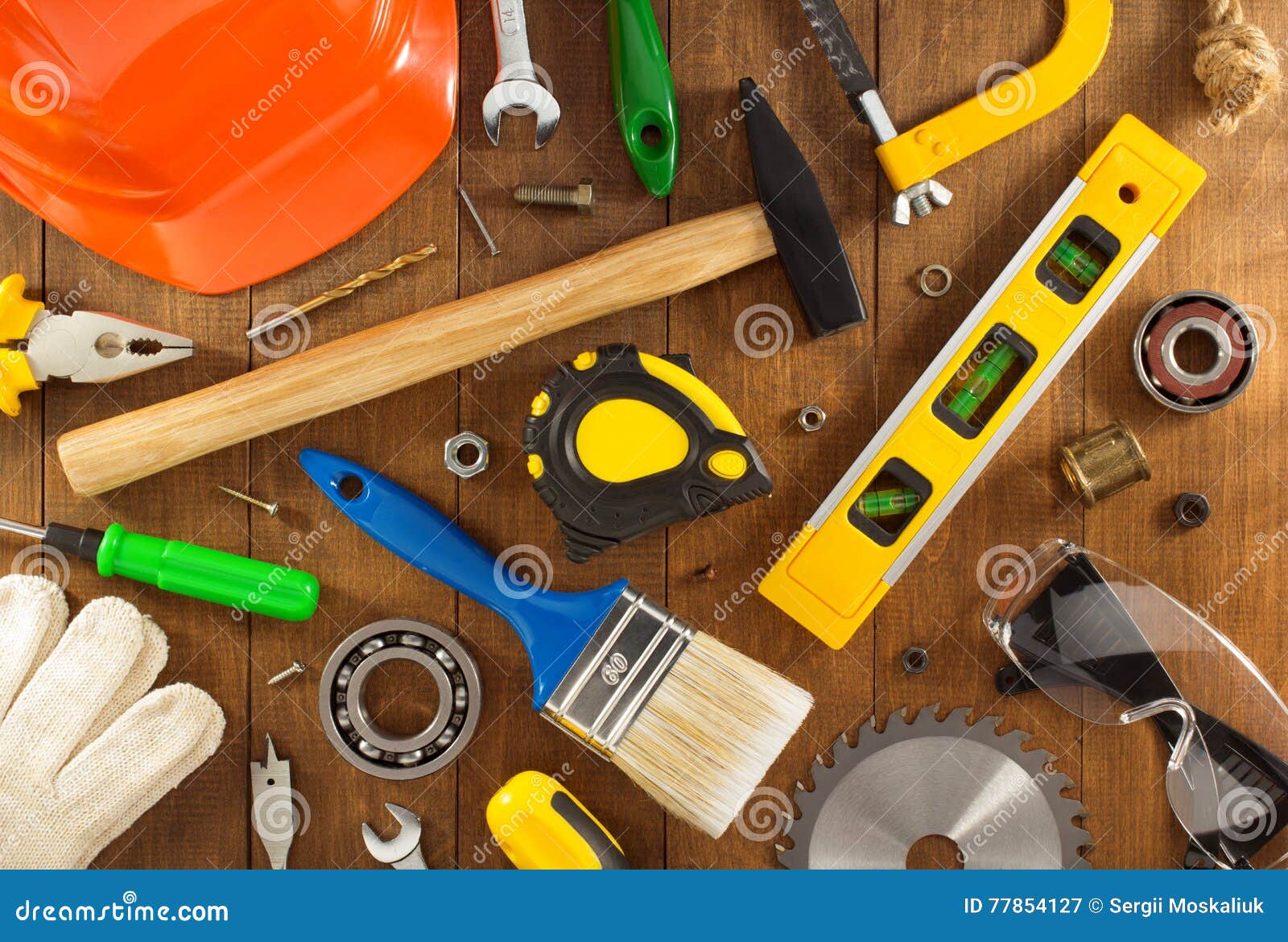 Work Tools and Instruments on Wood Stock Image - Image of pencil, wood ...