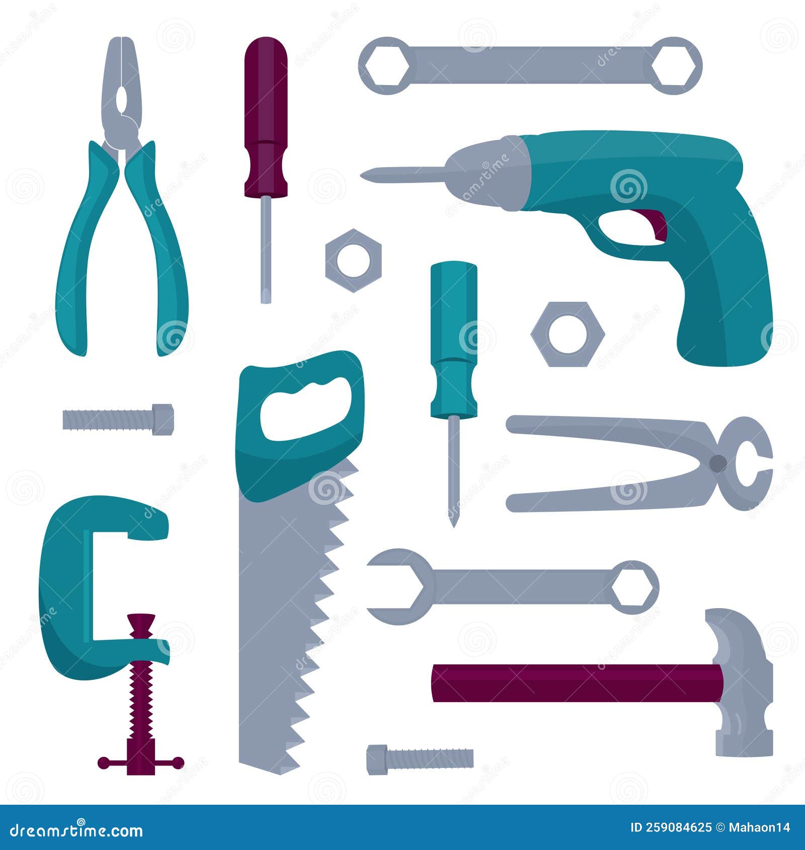 Work Tools Large Vector Collection Stock Vector - Illustration of ...