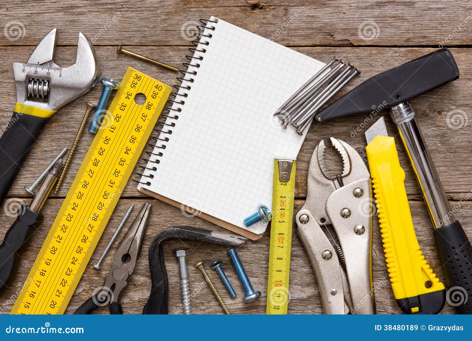 Work tools and notebook stock image. Image of renovation - 38480189
