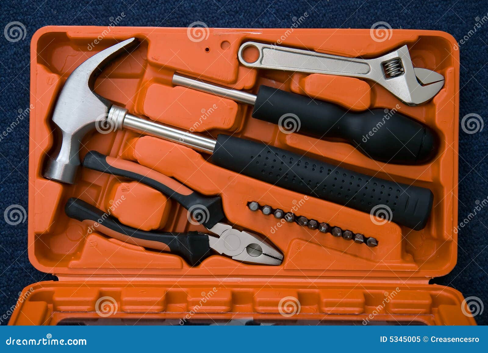 Work tools in orange box stock image. Image of insert - 5345005