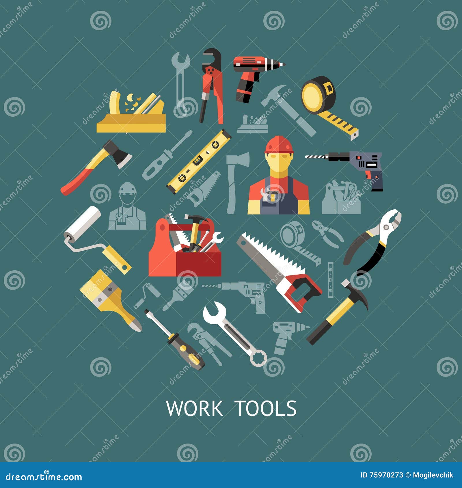 Work Tools Round Composition Stock Vector - Illustration of collection ...