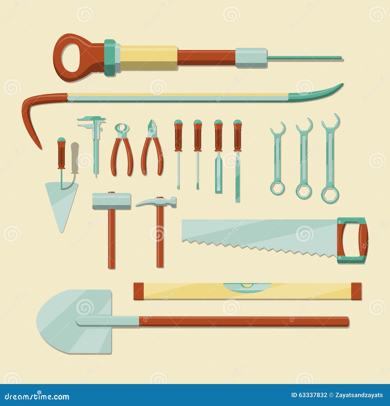 Work tools set stock vector. Illustration of hammer, house - 63337832