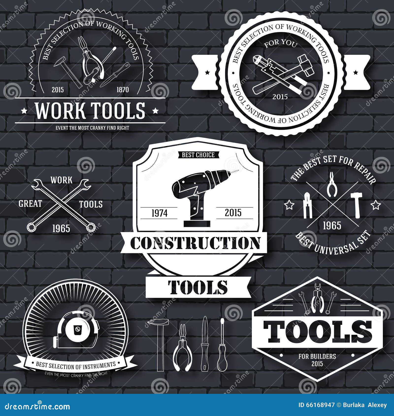 Work Tools Set Label Template of Emblem Element for Your Product or ...