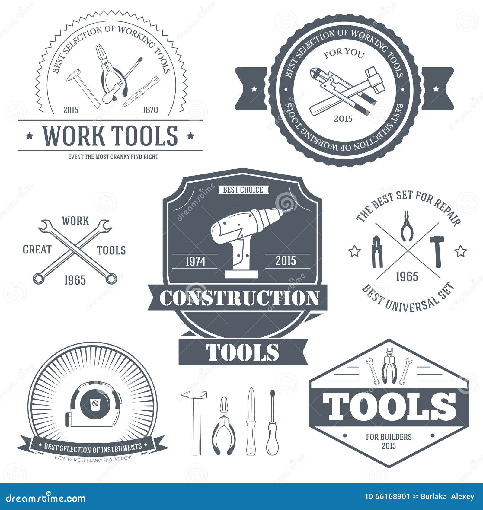 Work Tools Set Label Template of Emblem Element for Your Product or ...