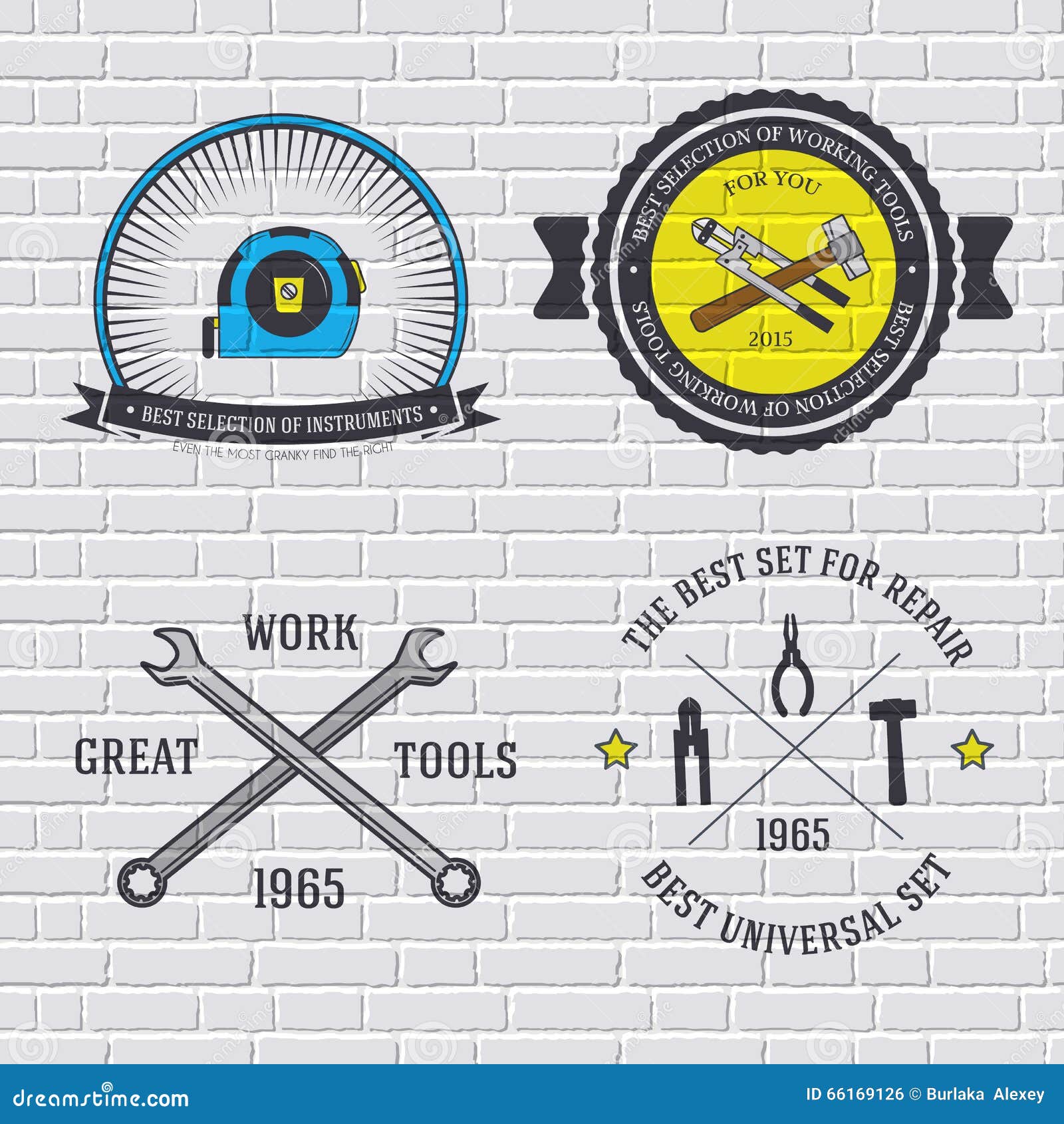 Work Tools Set Label Template of Emblem Element for Your Product or ...