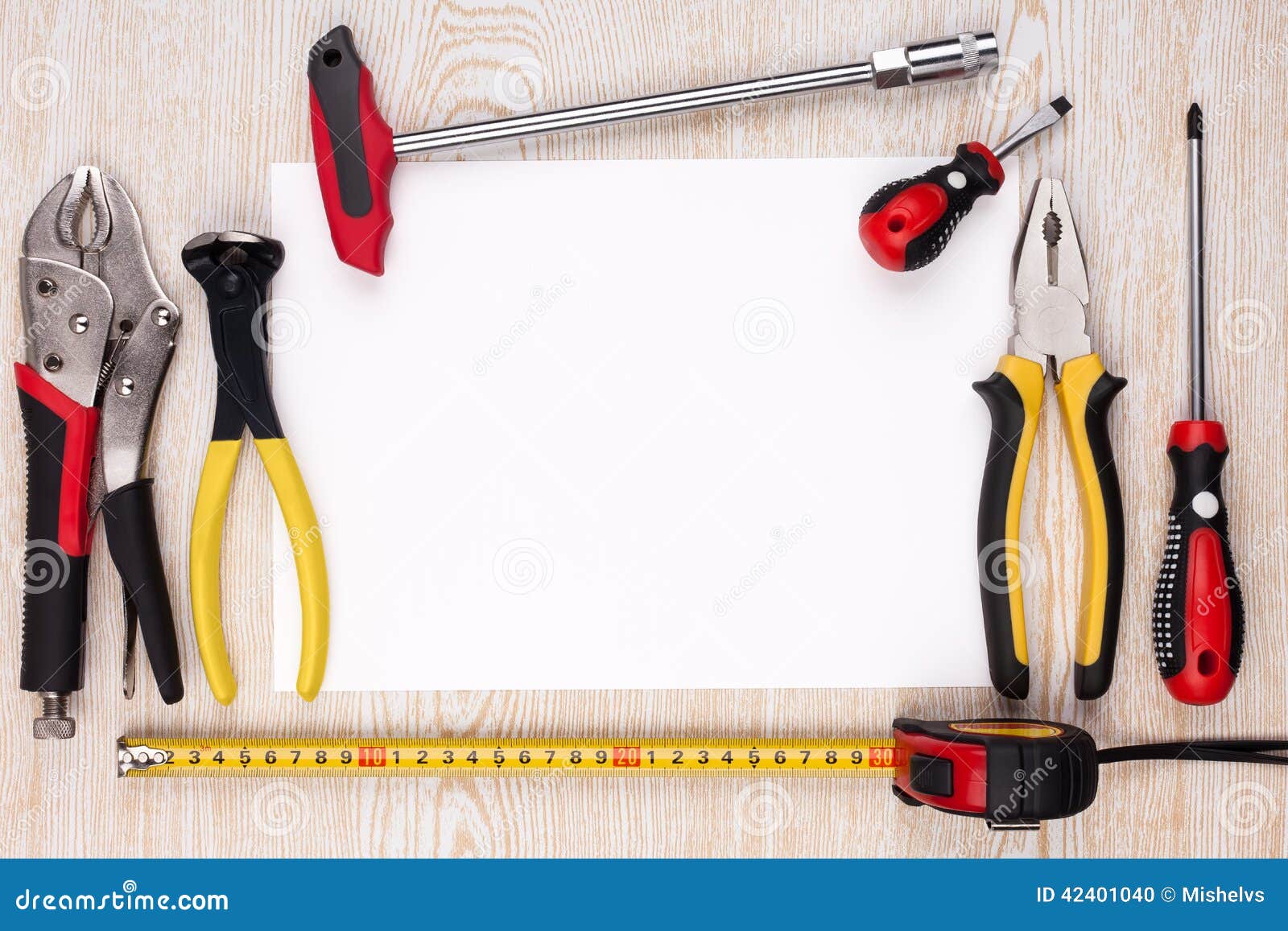Work Tools and Sheet of Paper. Stock Photo - Image of plastic, advert ...