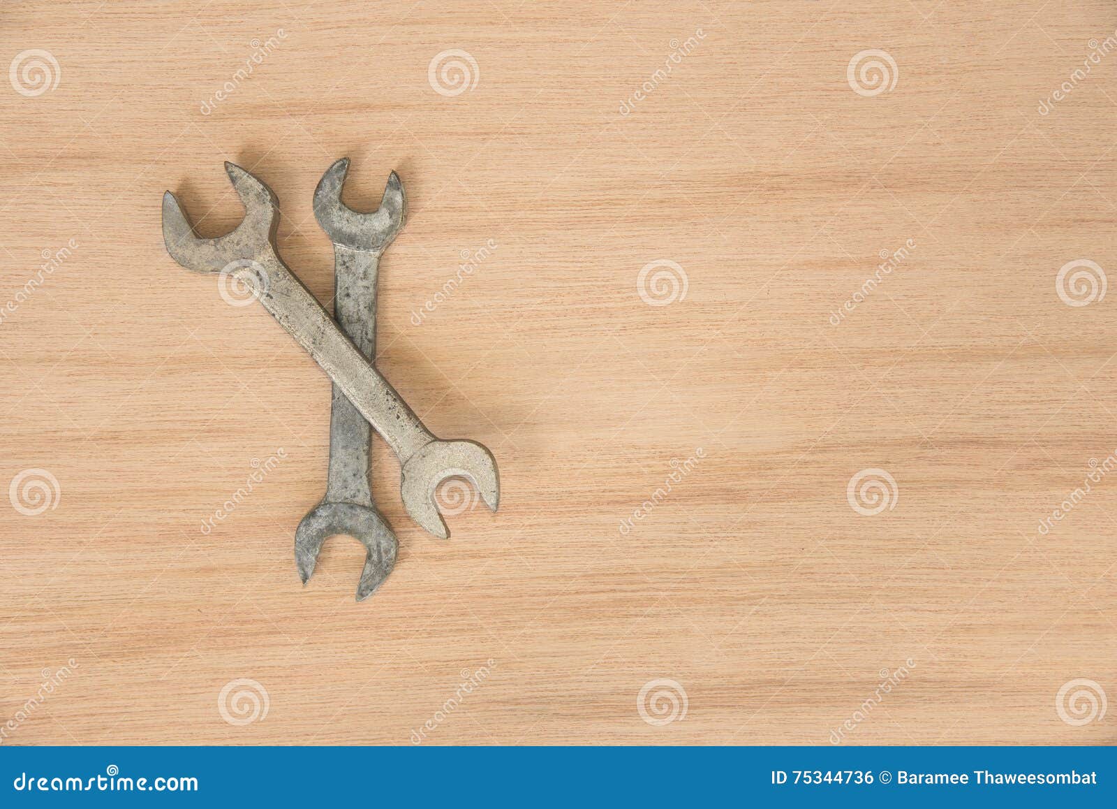 Work Tools Spanner, Wrench on a Wooden Table Stock Photo - Image of ...