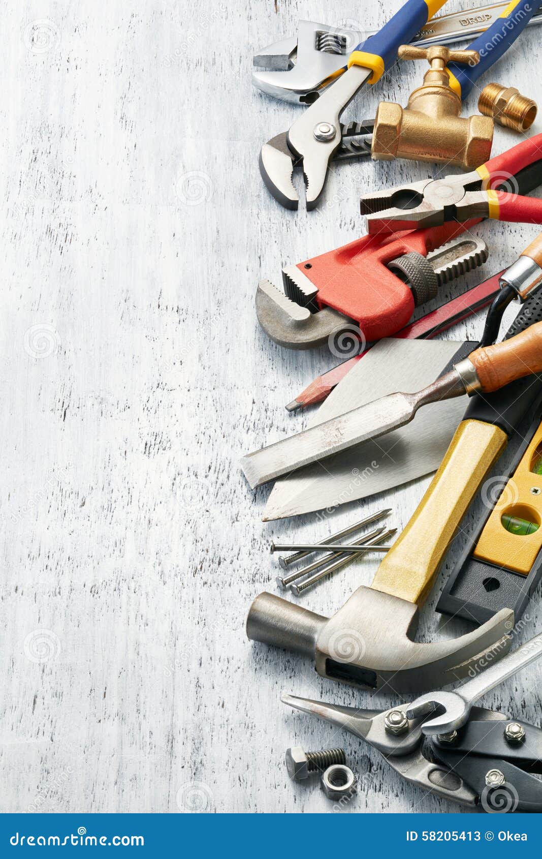Work tools stock image. Image of grip, level, equipment - 58205413