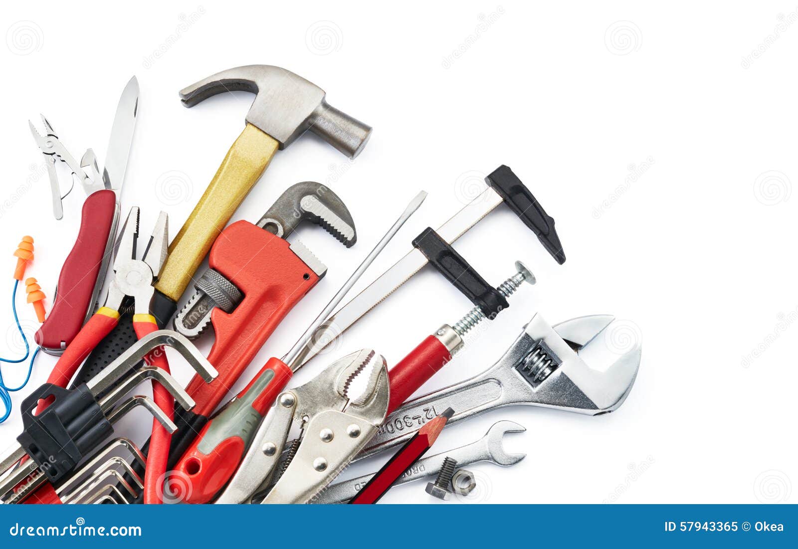 Work tools stock image. Image of pliers, spanner, background - 57943365
