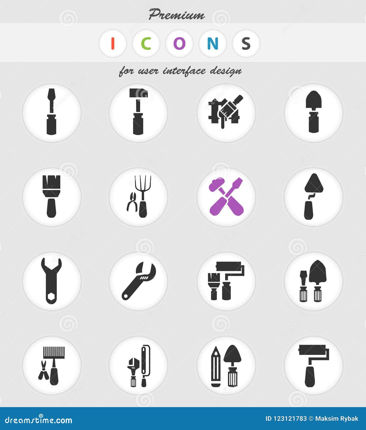 Work tools icon set stock vector. Illustration of fence - 123121783