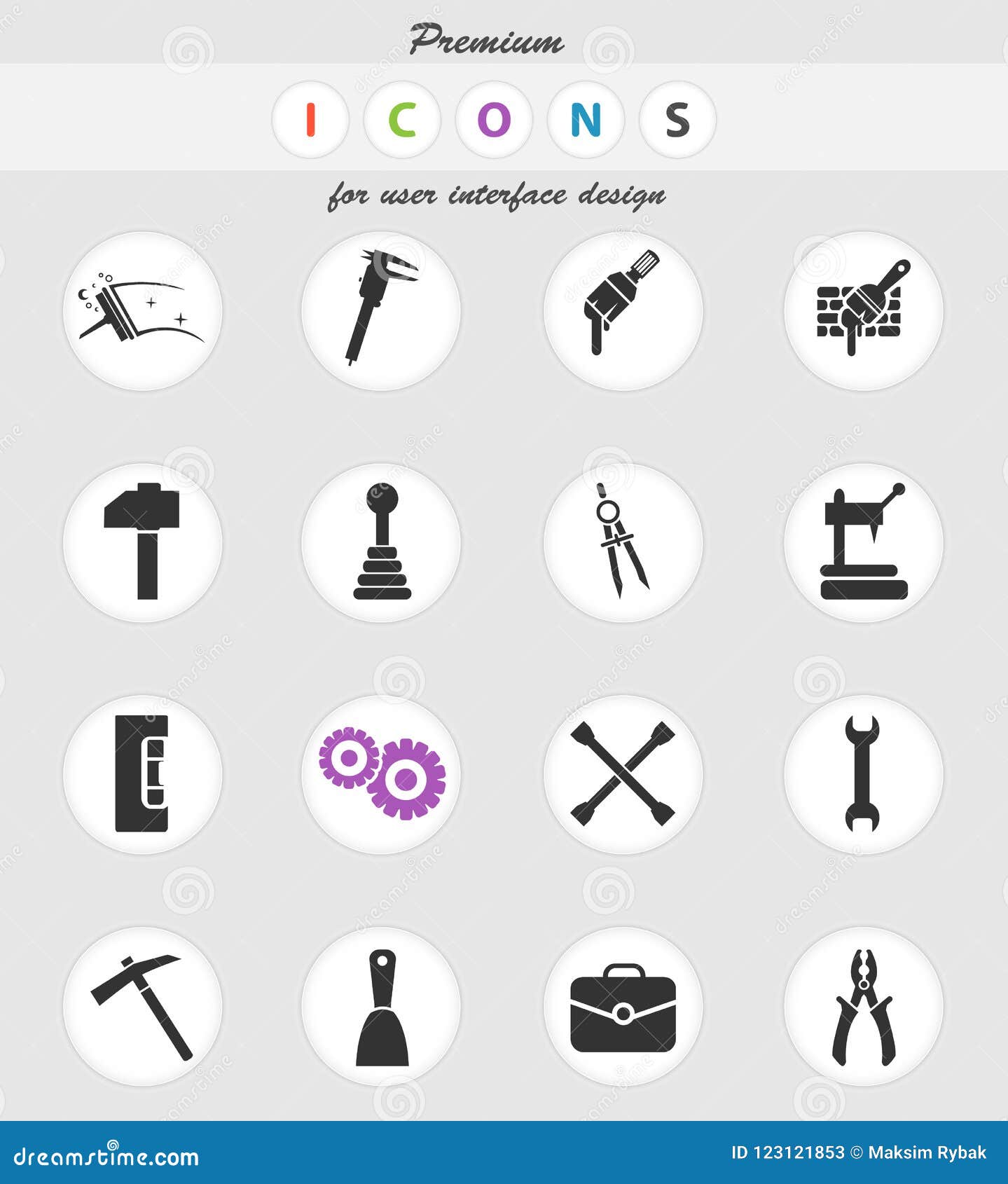 Work tools icon set stock vector. Illustration of pallet - 123121853