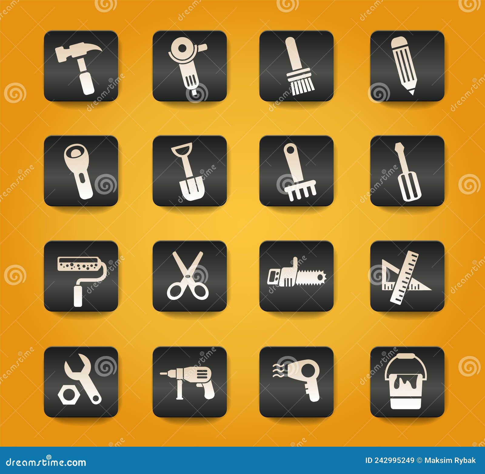 Work tools icon set stock vector. Illustration of impeller - 242995249