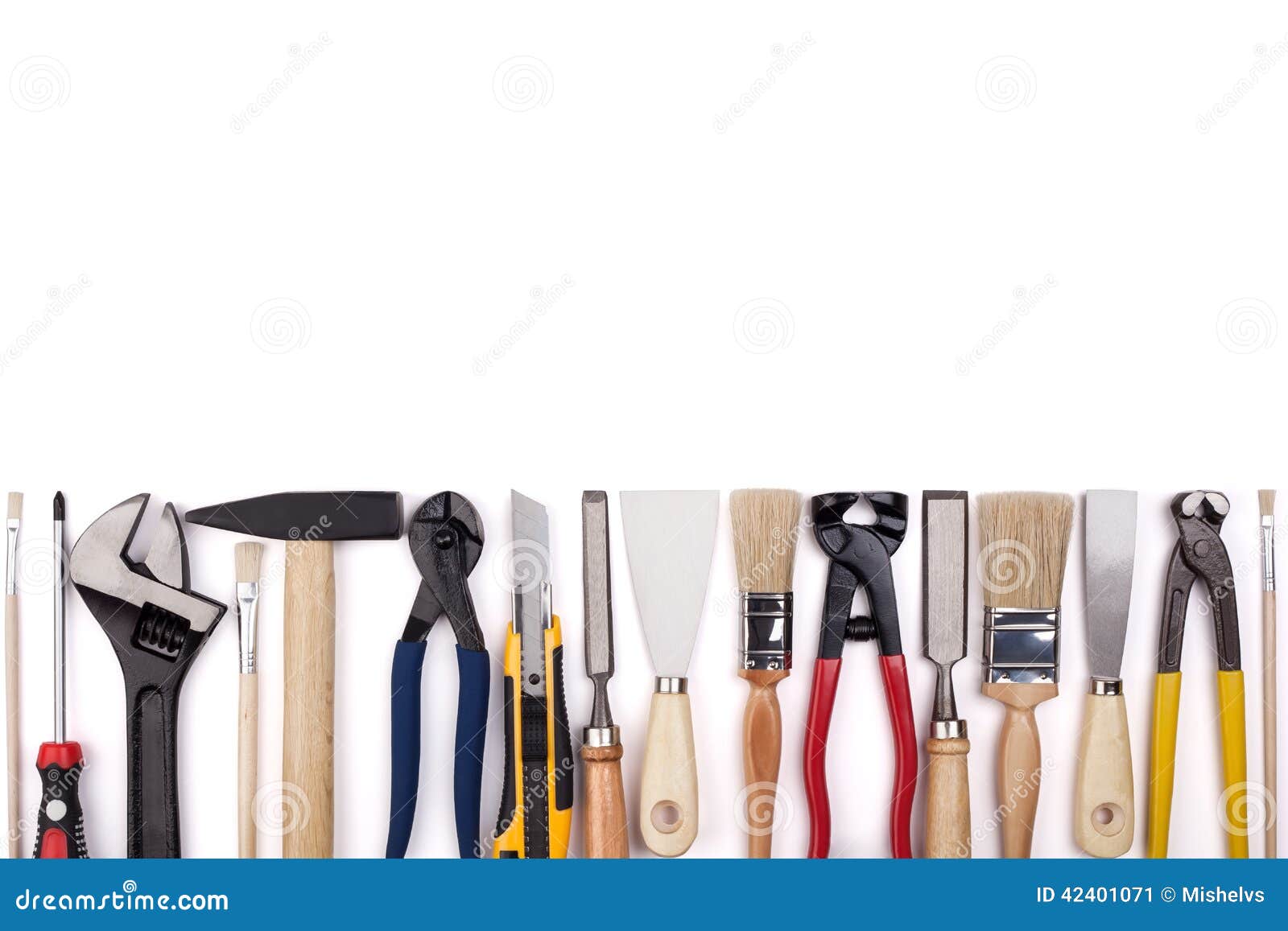 Work Tools on White Background. Stock Image - Image of metal, chisel ...